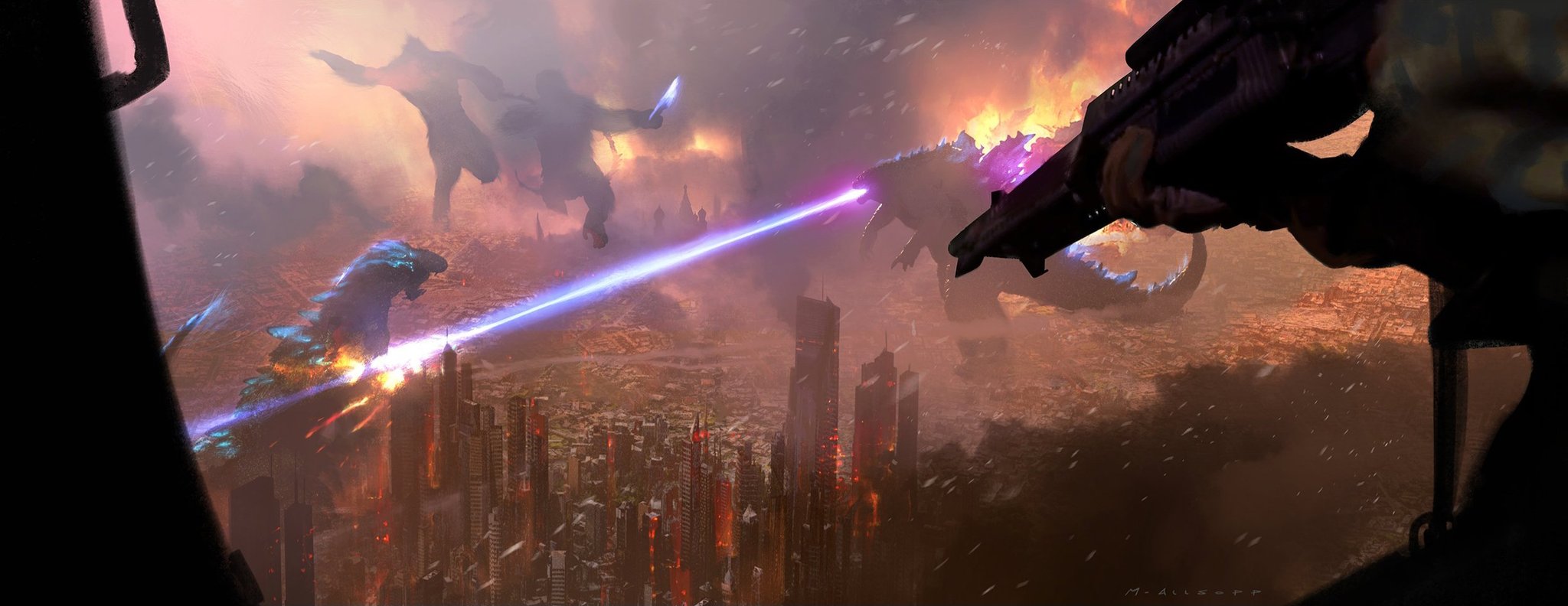 Early Godzilla x Kong (2024) concept artwork by Matt Allsopp!