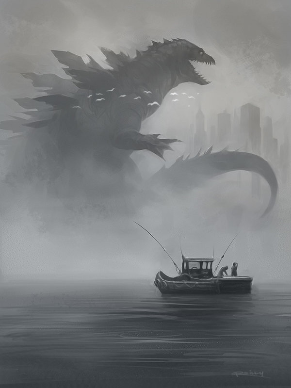 Godzilla 2014 Fan Painting (Godzilla Fan Artwork Image Gallery)