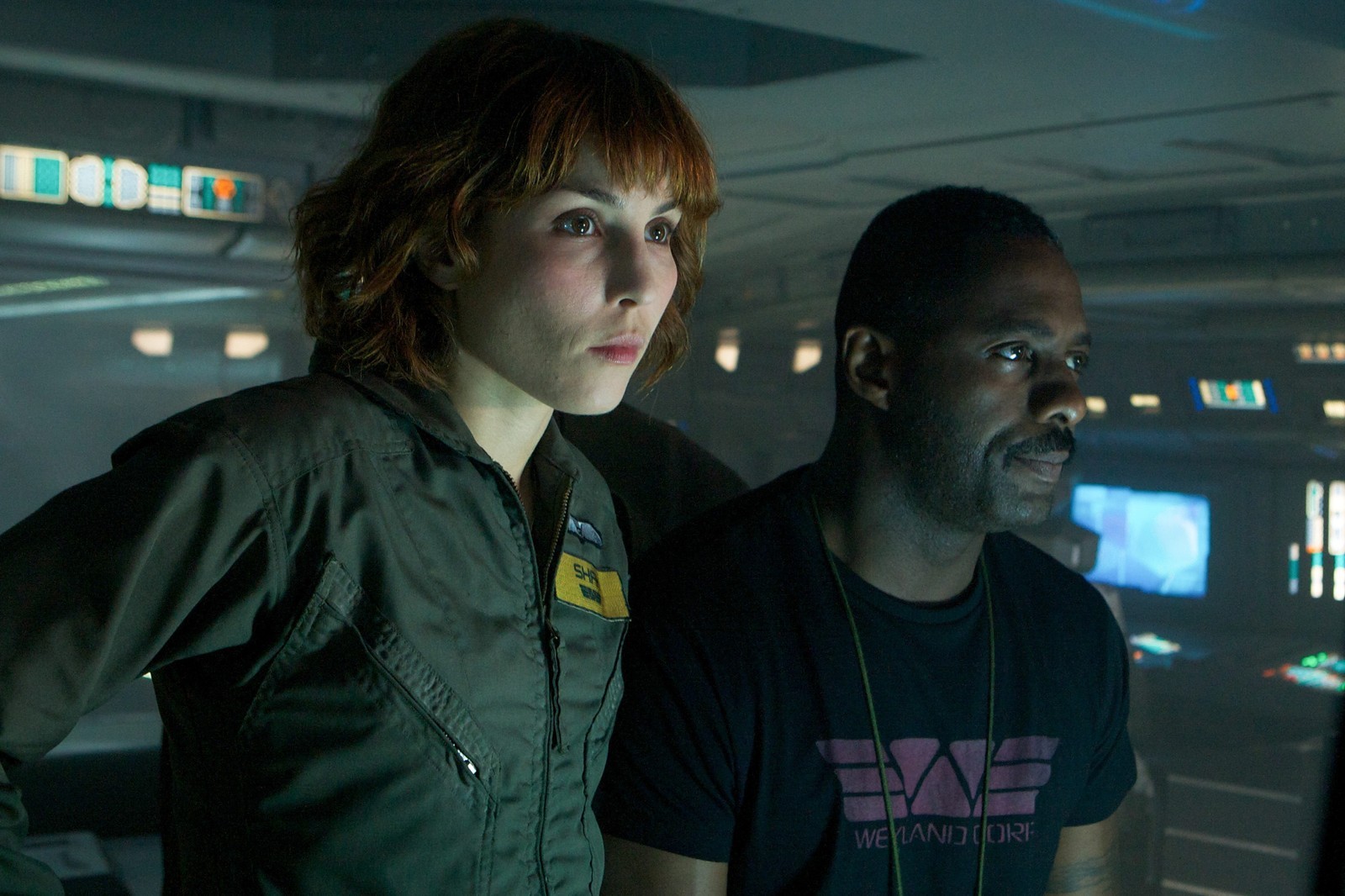 Idris Elba and Noomi Rapace on the Prometheus (Prometheus Movie Images)