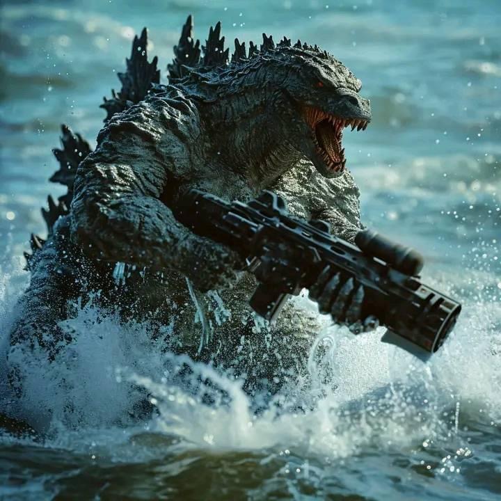 A.I. Artwork puts guns in Godzilla’s hands - as if his Atomic Breath ...
